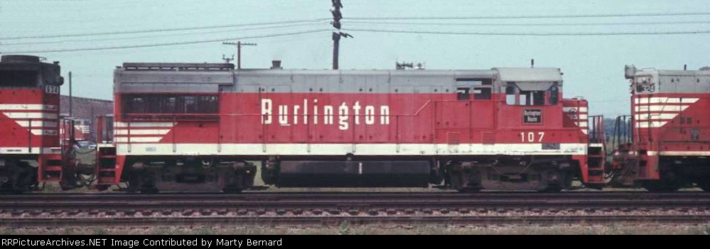 Roster Shot of CB&Q U28B #107 at West Eola in 1969